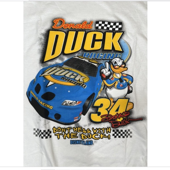 Disney | Shirts | Vtg Disneyland Dlr Disney Donald Duck Racing Race Car ...
